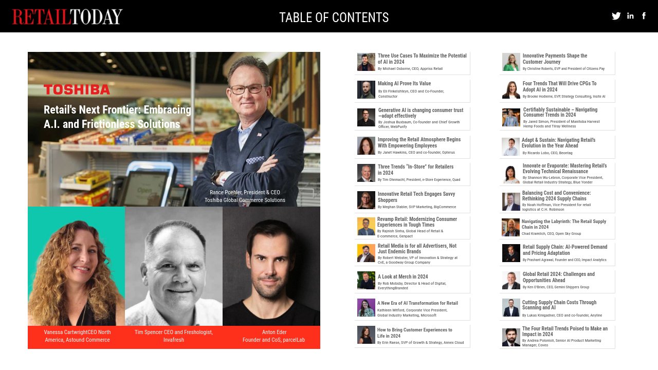 Table of contents - The State of the Retail Industry 2024